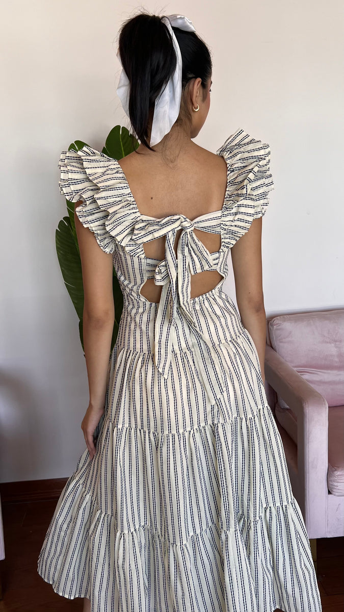 Ruffle Sleeve Neutral Maxi Dress – Ella Blu Boutique